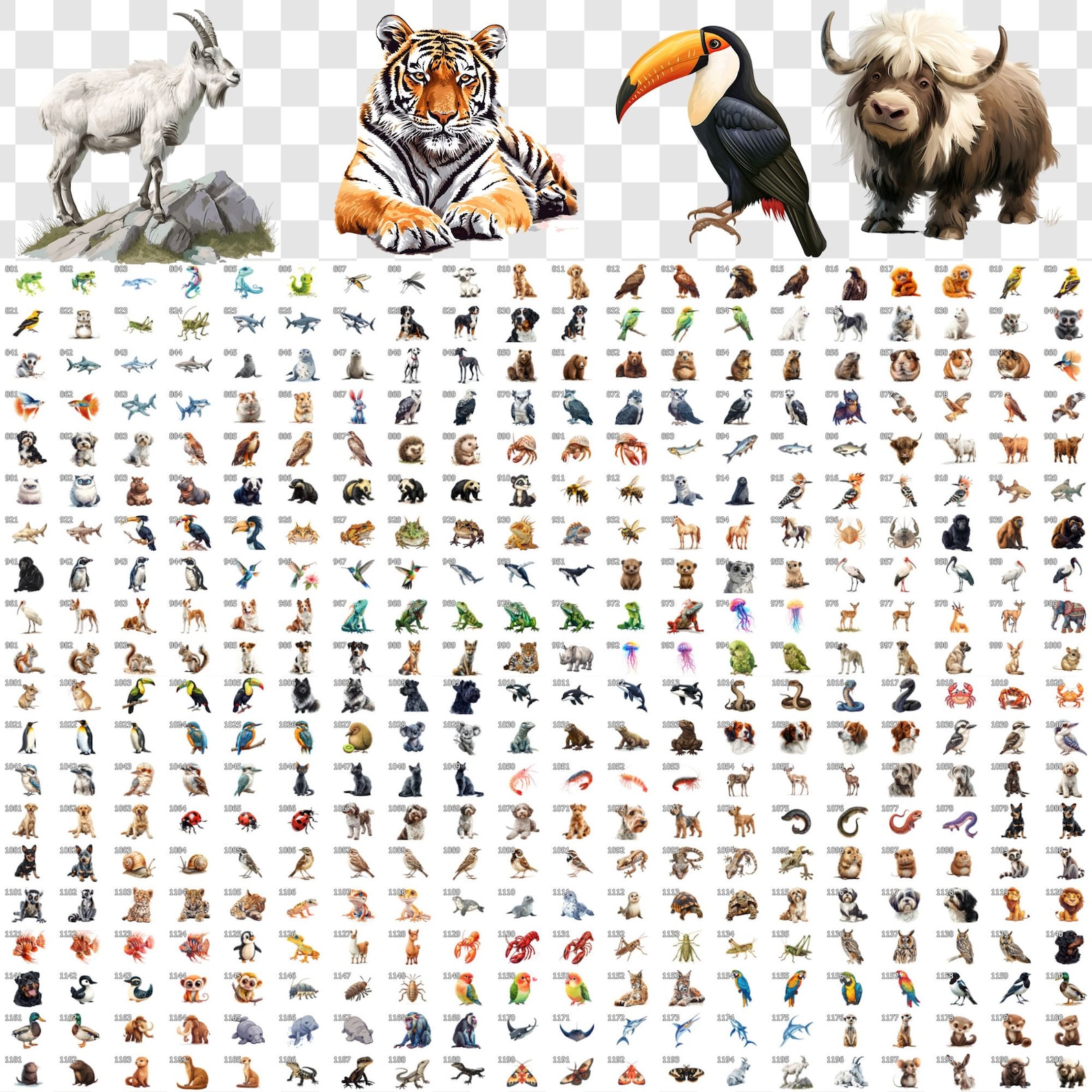 1,501 Animal Cliparts, PNG Clipart, up to 400 Various Species of ...