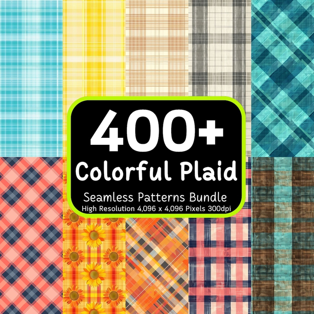 400+ Colorful Plaid Seamless Patterns Bundle, Plaid Digital Papers ...