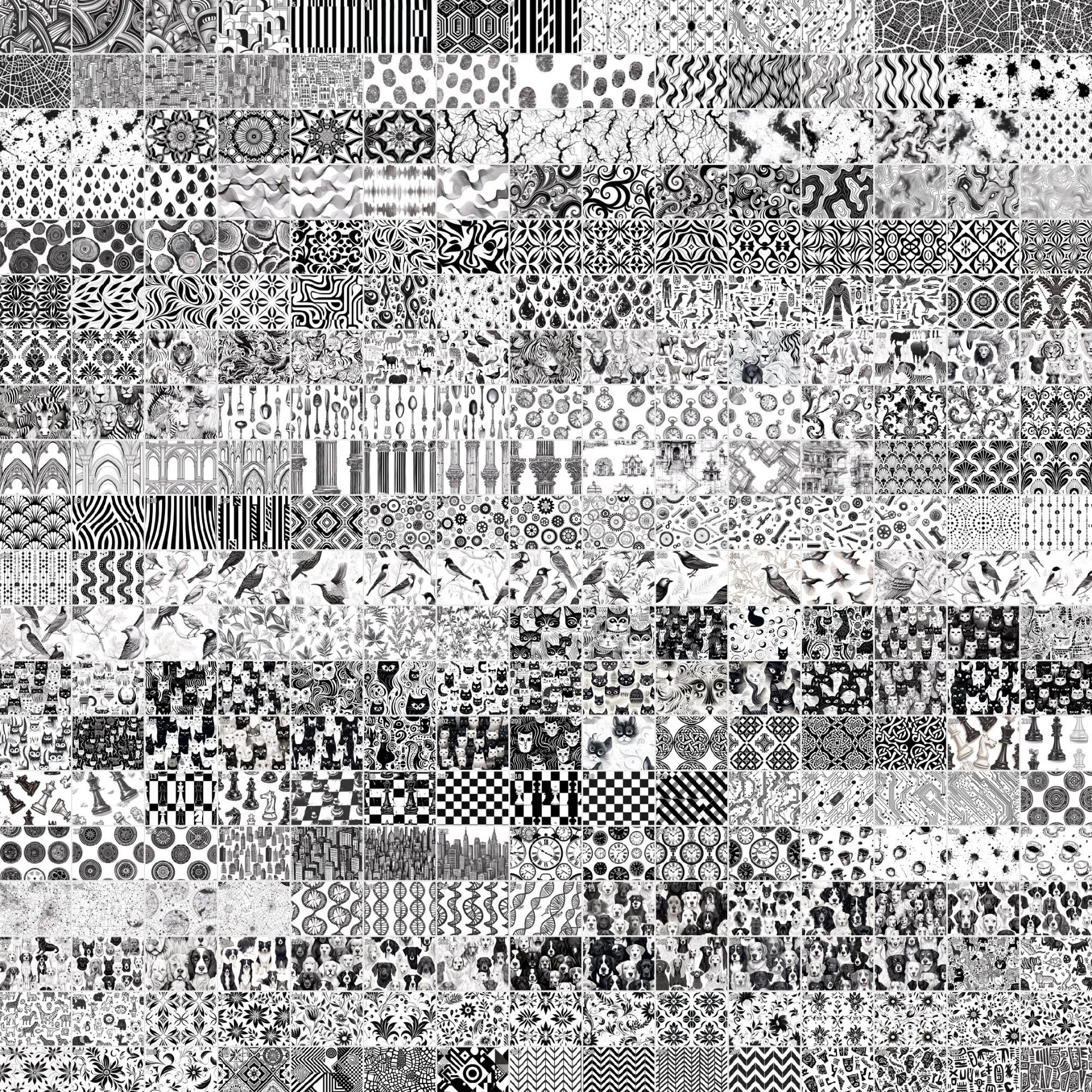 545 Black & White Seamless Digital Papers, Seamless Patterns, Seamless ...