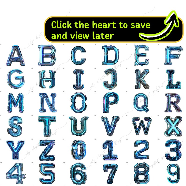 252 Robotic Alphabet Bundle, Mechanical Letters and Numbers, Robot ...