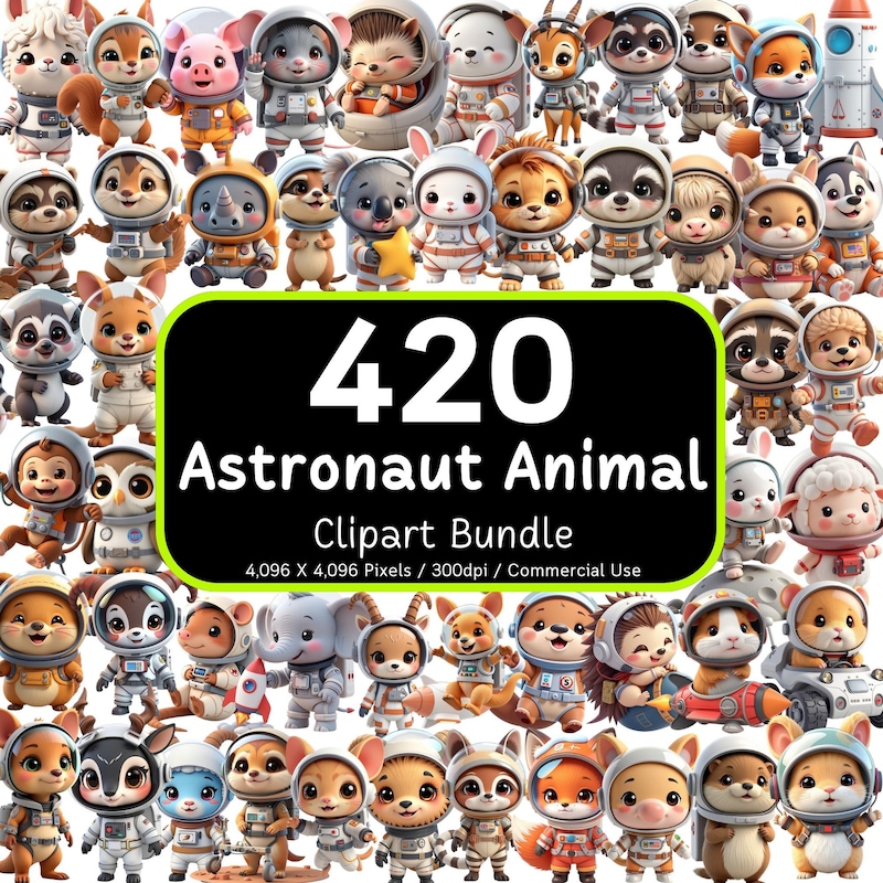 Animals Space Clipart - Etsy
