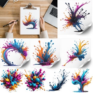 467 Colorful Ink Splash Clipart, Color Splash, Paint Splatter, Ink ...