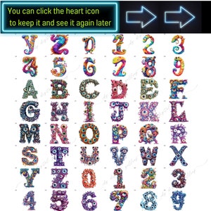 180 Funny Creature Alphabet Bundle, Cute Monster PNG, Funny Monster ...