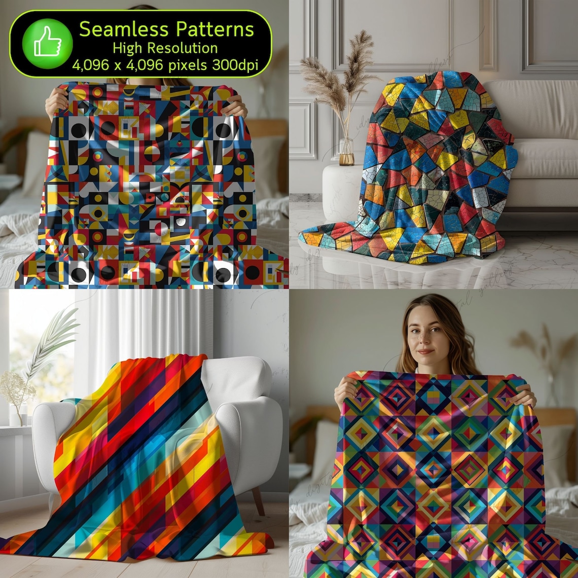 800+ Geometric Seamless Patterns Bundle, Abstract Digital Paper ...