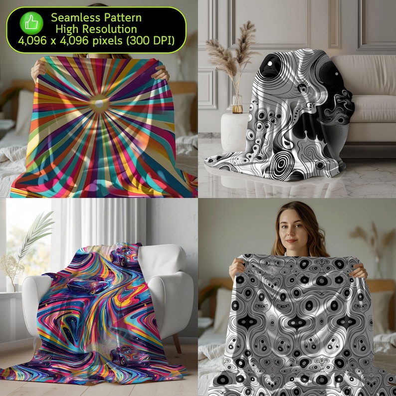 570 Psychedelic Seamless Patterns Bundle, Psychedelic Background, Psychedelic Paper, Sublimation ...