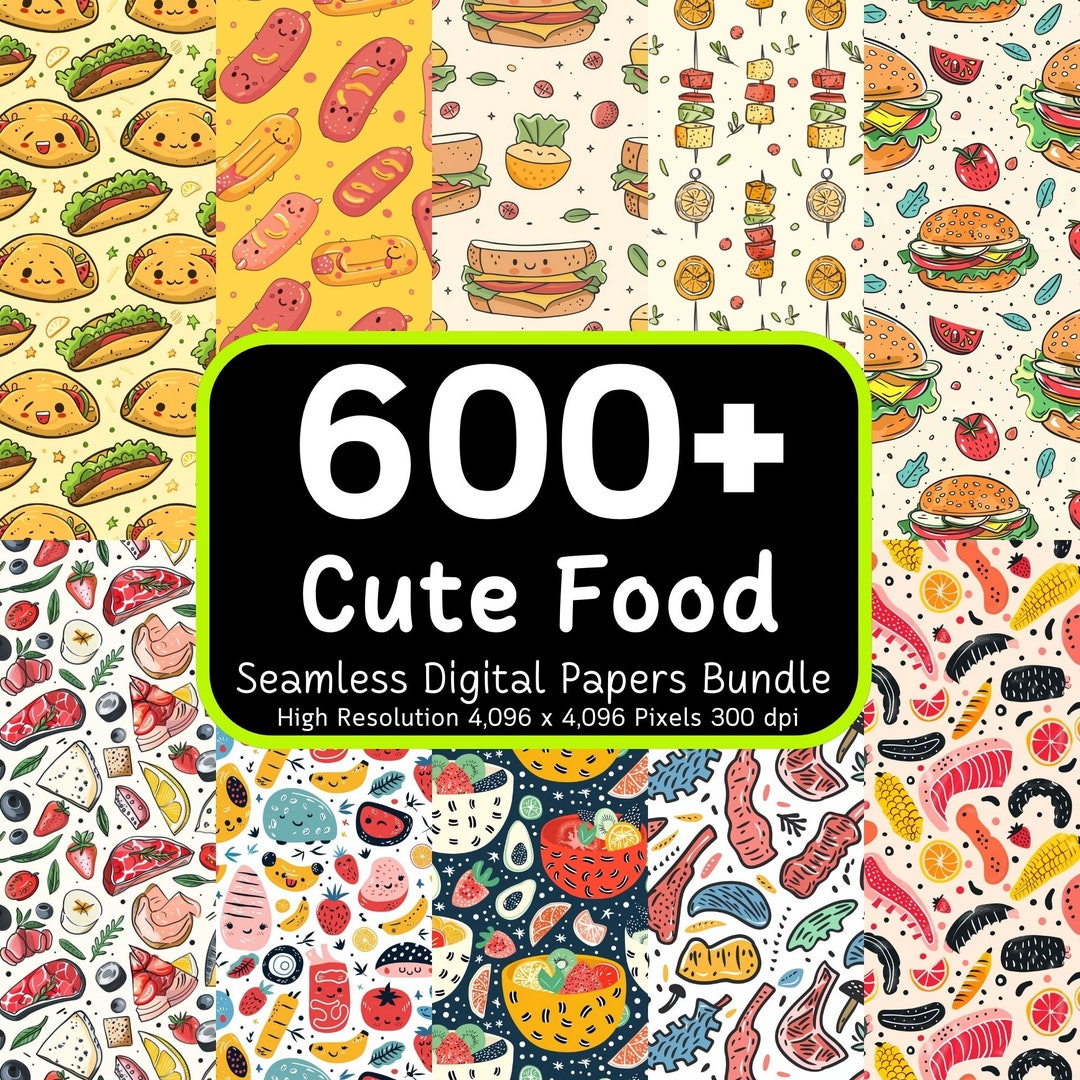 600+ Cute Food Seamless Patterns, Cute Kawaii Food, Cute Food Prints ...