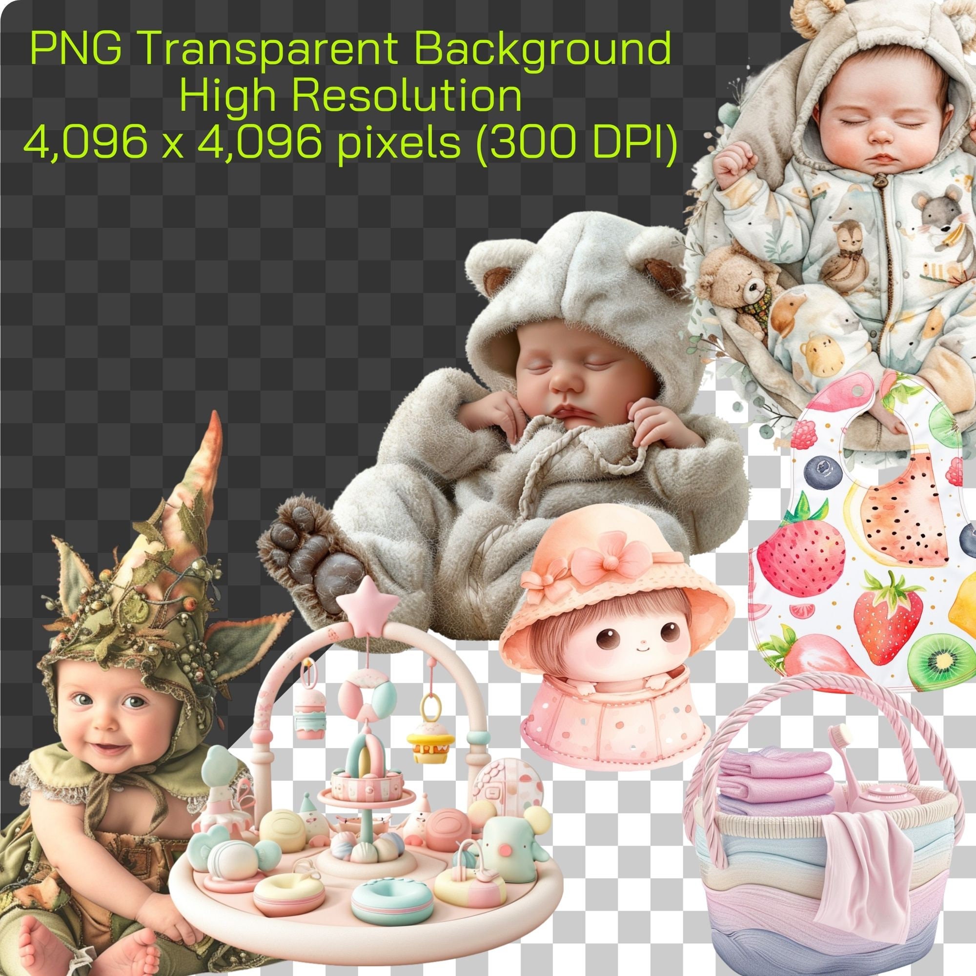 1,260 Baby Shower Watercolor Clipart Bundle, Nursery Decor, Newborn ...