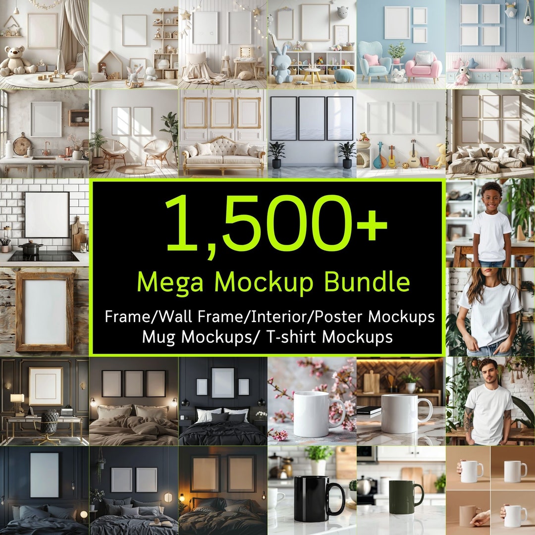 1,500+ Mega Mockup Bundle, Frame Mockups, Wall Art Mockups, Mug Mockups ...