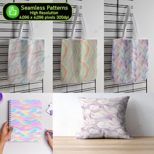 350 Pastel Wave Seamless Patterns Bundle, Soft Wavy Digital Paper ...