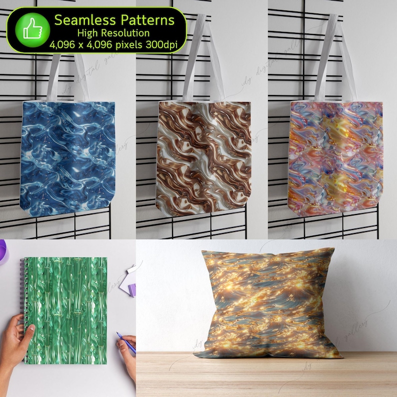 355 3D Glossy Seamless Patterns Bundle, 3d Seamless Pattern, Colorful ...