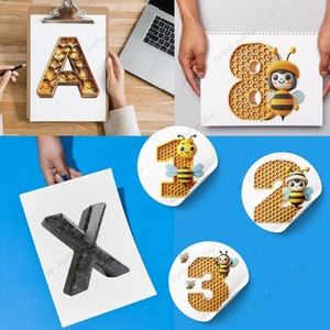 288 Honeycomb Alphabet & Numbers Bundle, Honeycomb Letters, Cute ...