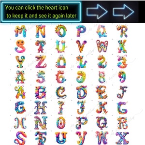180 Funny Creature Alphabet Bundle, Cute Monster PNG, Funny Monster ...