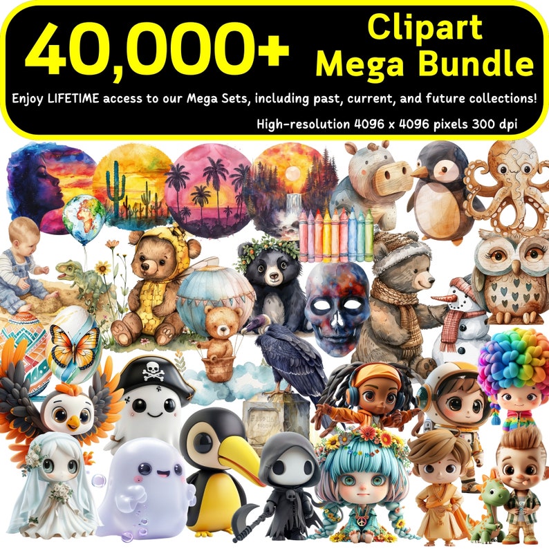 40,000+ PNG Clipart: Mega Bundle - All Past and Future Sets, Lifetime ...