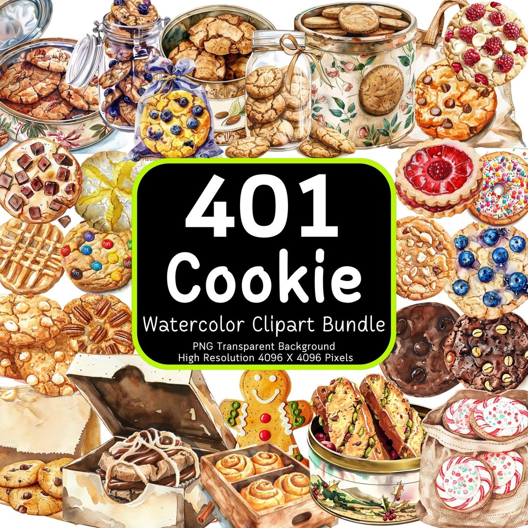 401 Cookie Clipart Bundle, Watercolor Cookies, Cookie PNG, Sweet ...