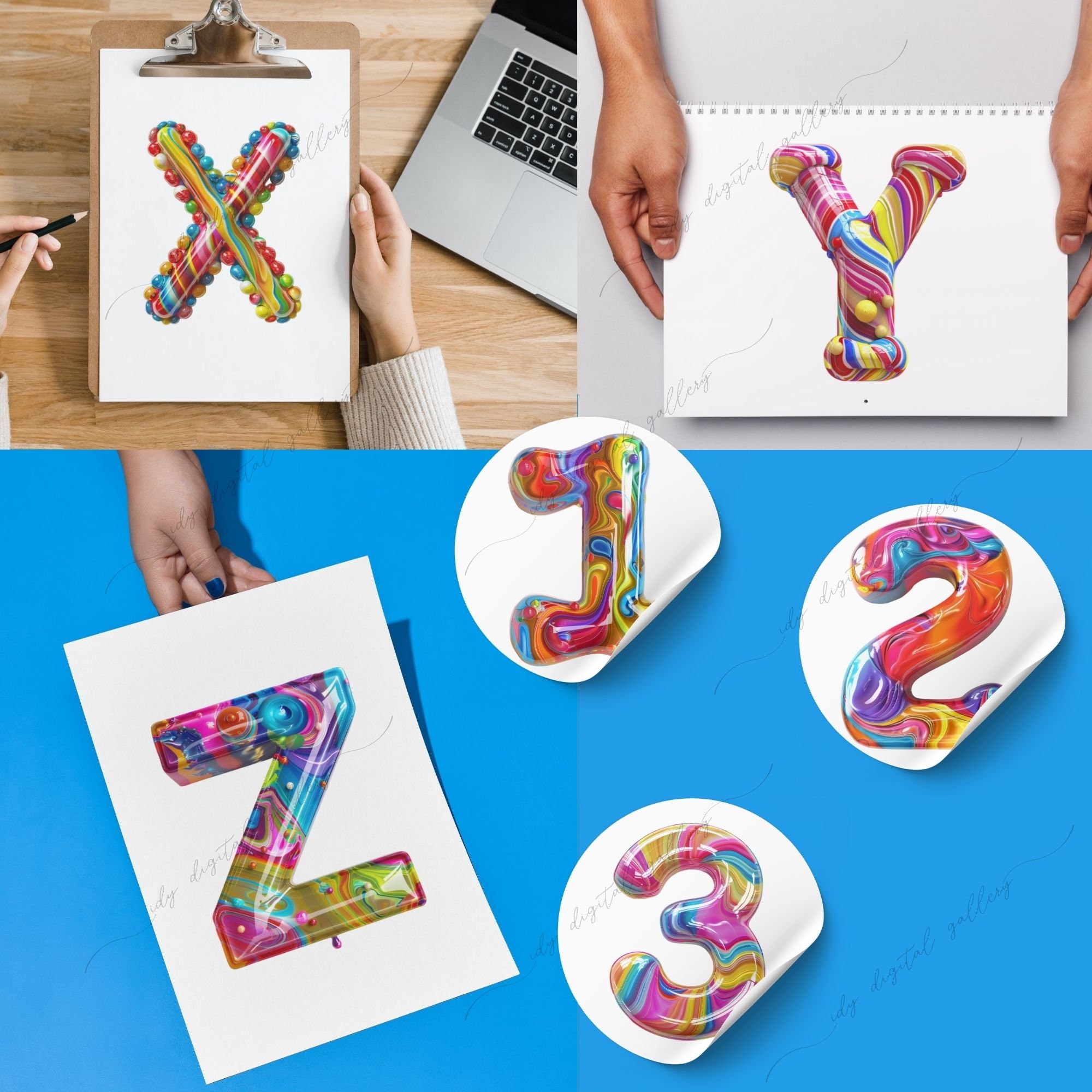 252 Candy Alphabet Bundle, Candy Letters, Candy Clipart, Colorful ...