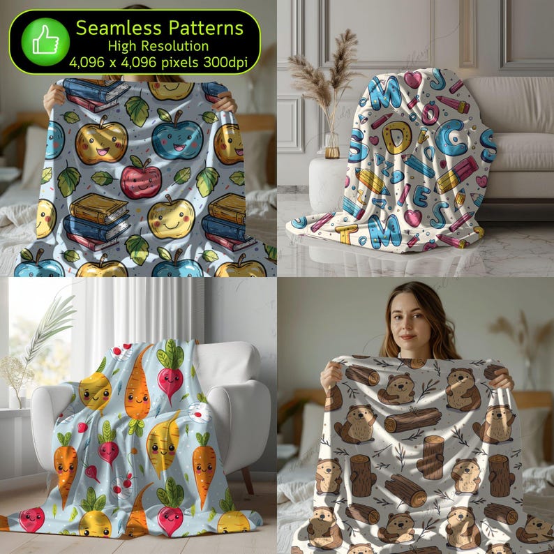 300 Playful Kids Seamless Patterns Bundle, Kids Background, Cute ...