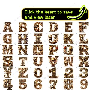 216 Skull Alphabet Bundle, Skull Letters, Floral Skull Clipart, Letter ...