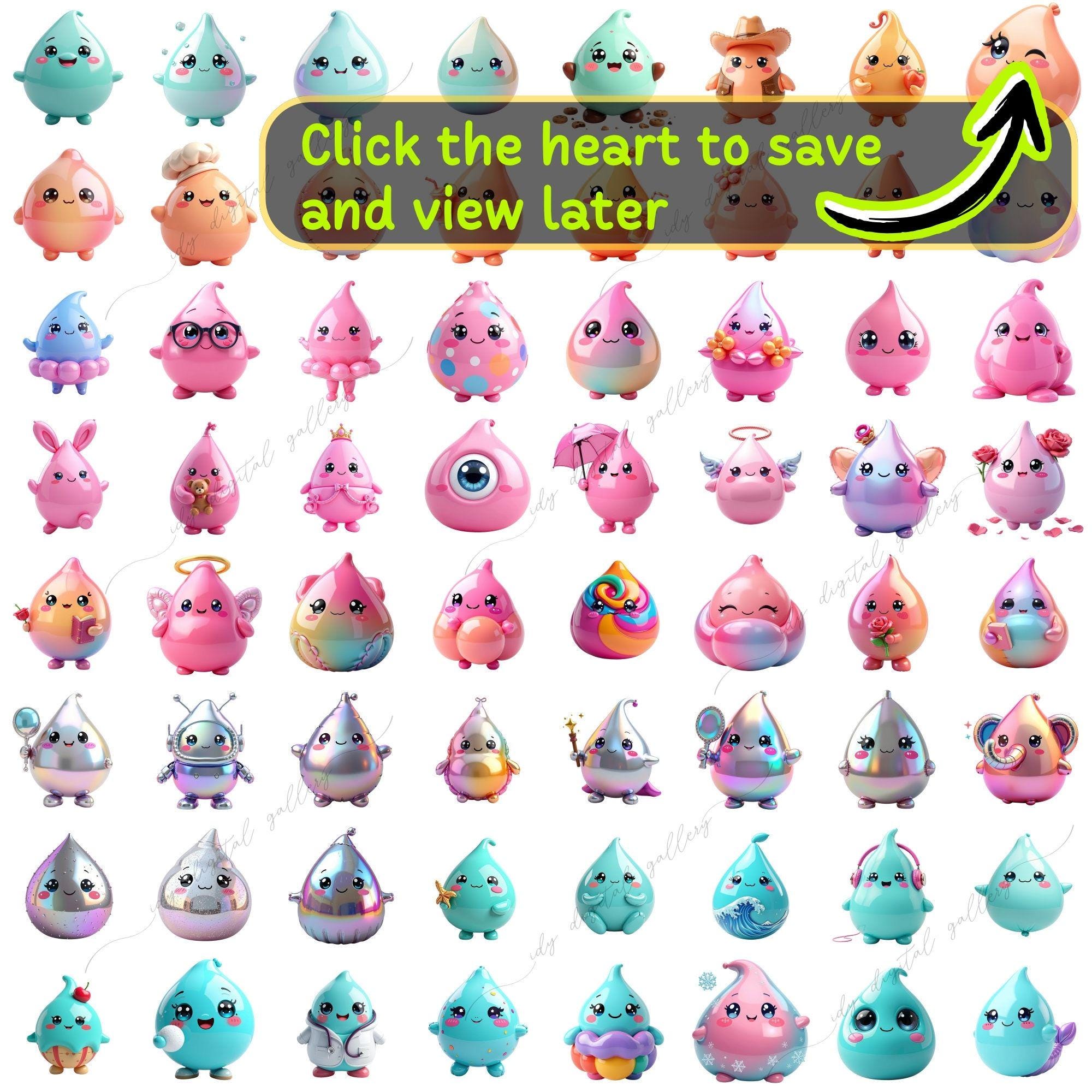 300 Kawaii Blob: Clipart Bundle, Monster PNG, 3D Sublimation (300dpi ...