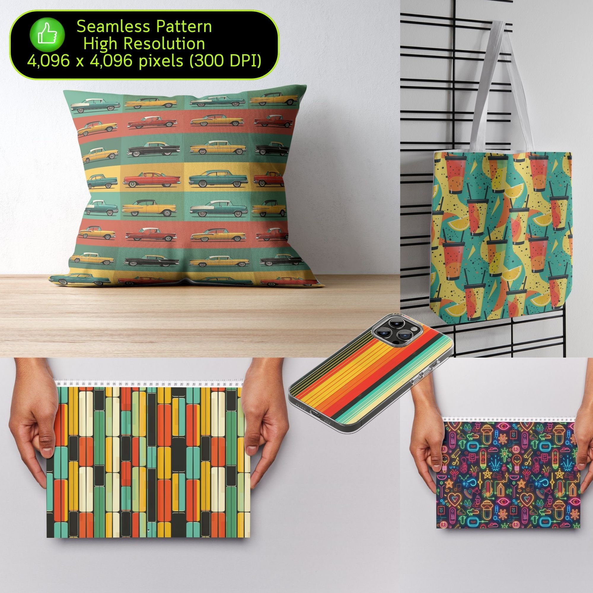 440 Retro Seamless Patterns Bundle, Vintage Seamless, Retro Background ...