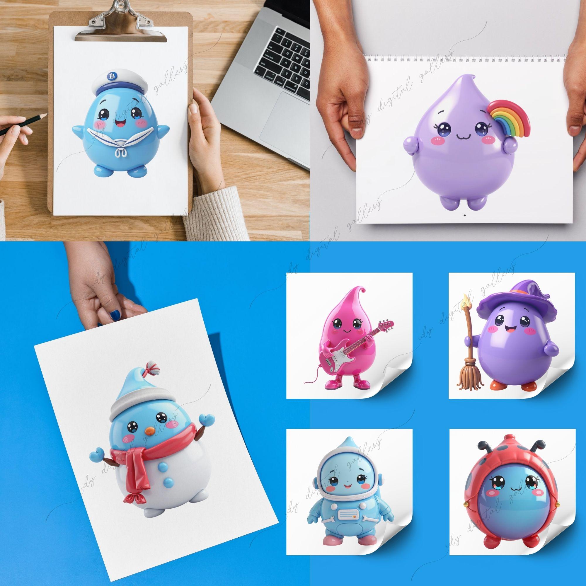 300 Kawaii Blob: Clipart Bundle, Monster PNG, 3D Sublimation (300dpi ...