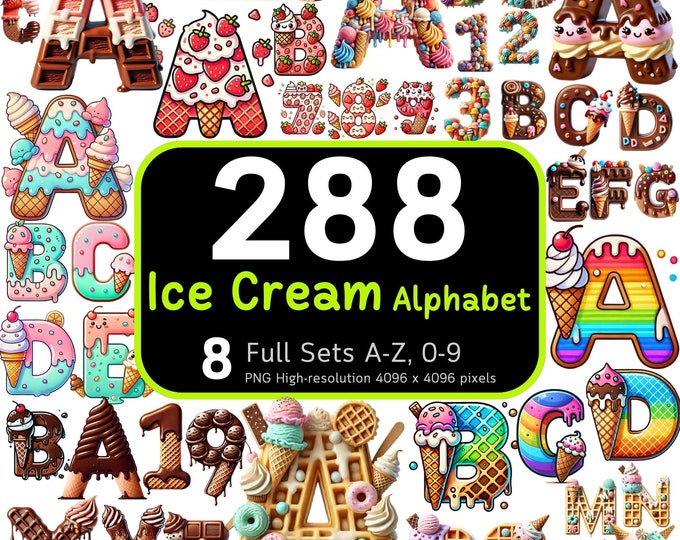Chocolate Wafer Ice Cream Alphabet A-Z Number 0-9 Bundle Clipart , Ice ...
