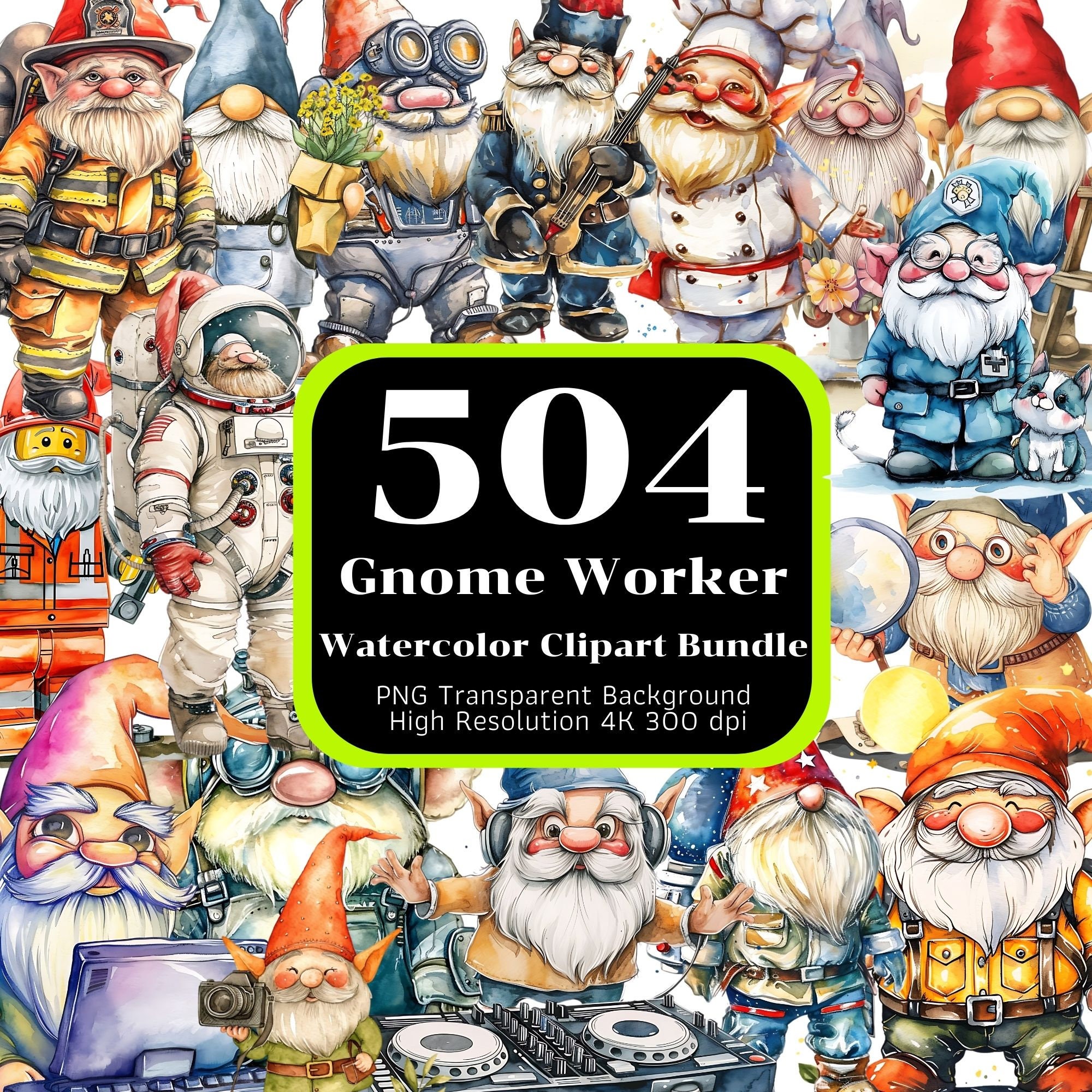 504 Gnome Watercolor Clipart Bundle, Cute Gnome Worker, Gnome Clipart ...