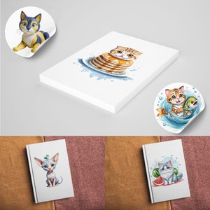 272 Cute Cat Clipart Bundle, Funny Cats, Watercolor Cats, Cat PNG ...