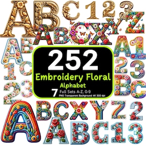 252 Embroidery Floral Alphabet Bundle, Embroidery Floral Letters ...