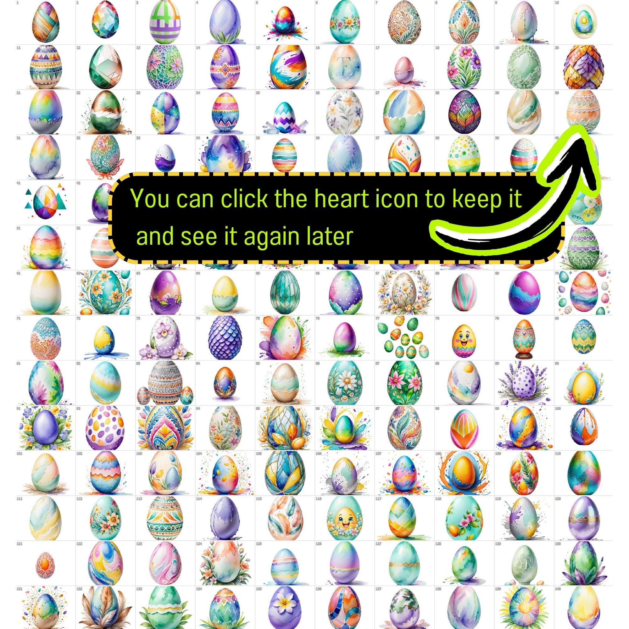 535 Easter Eggs Clipart Mega Bundle, Watercolor Easter Eggs, Easter ...