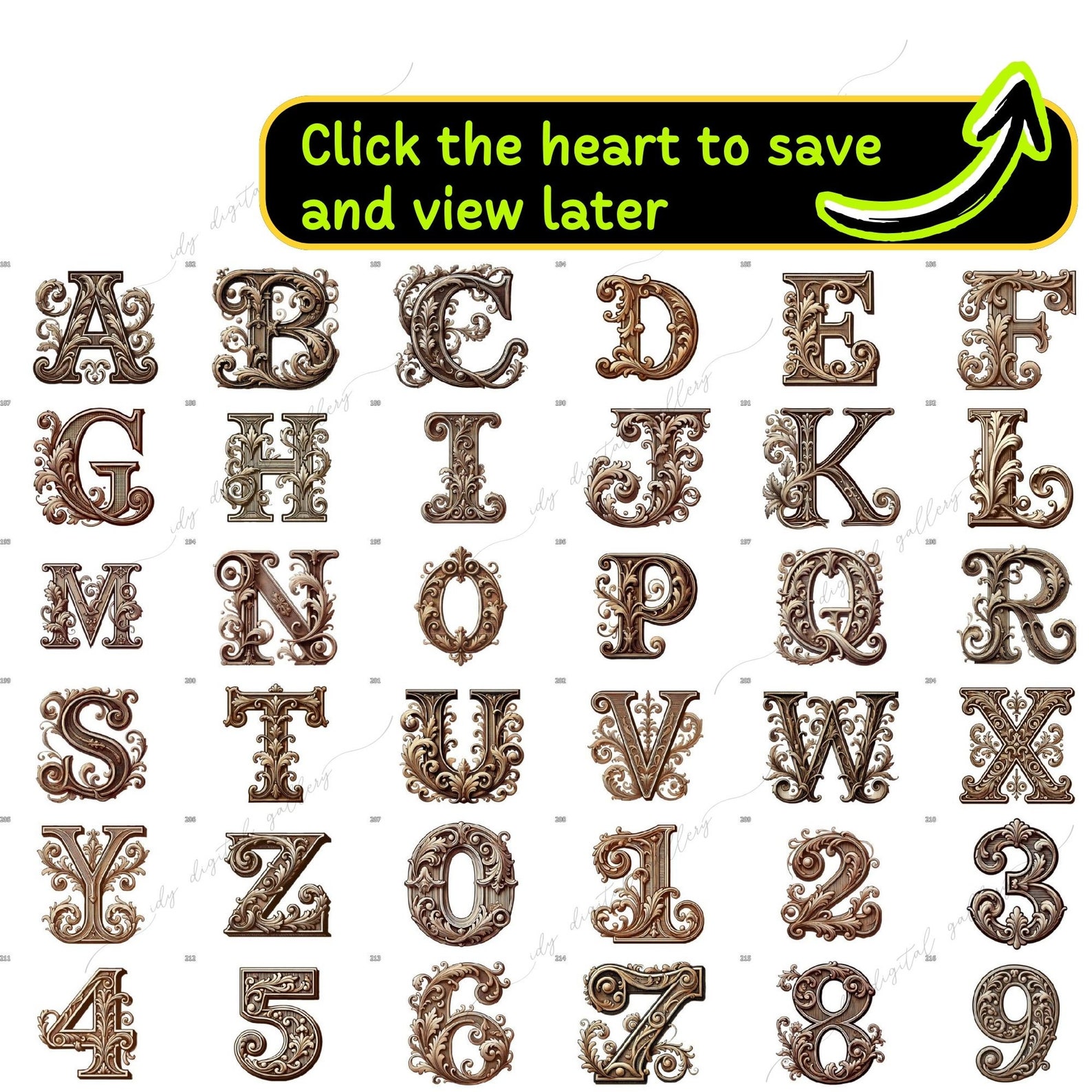 216 Victorian Alphabets & Numbers, Victorian Letters, Floral Alphabets ...