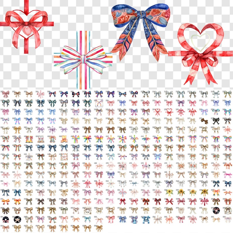 600+ Watercolor Bow Cliparts, PNG Clipart, Bow PNG, Clipart Bundle ...