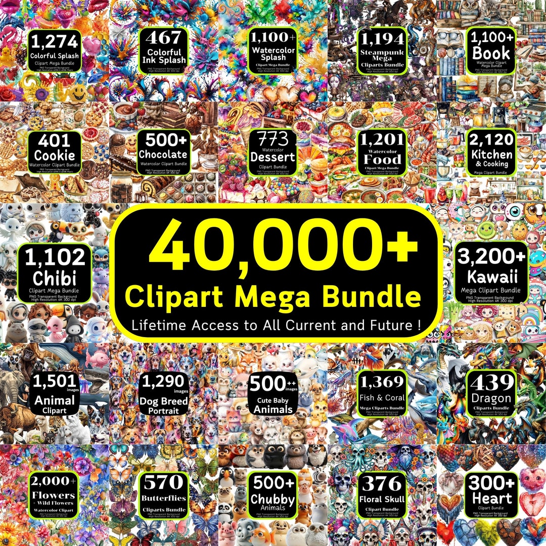 40,000+ Mega Clipart Bundle - All Past and Future Sets, Lifetime Access ...