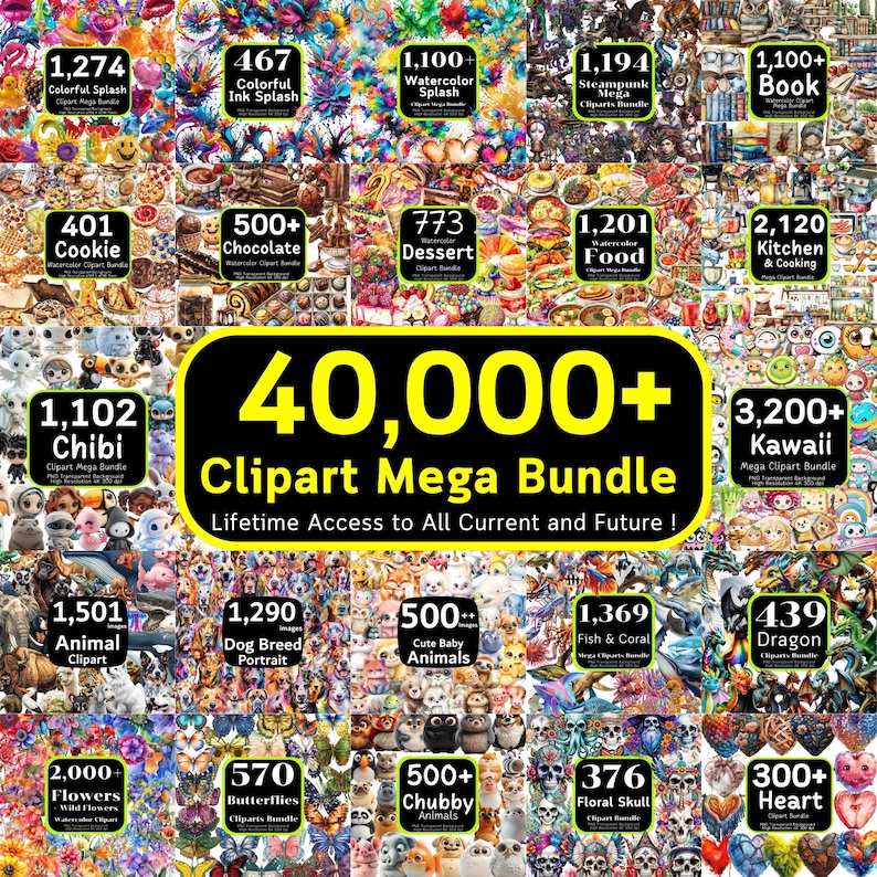 40,000+ PNG Clipart: Mega Bundle - All Past and Future Sets, Lifetime ...