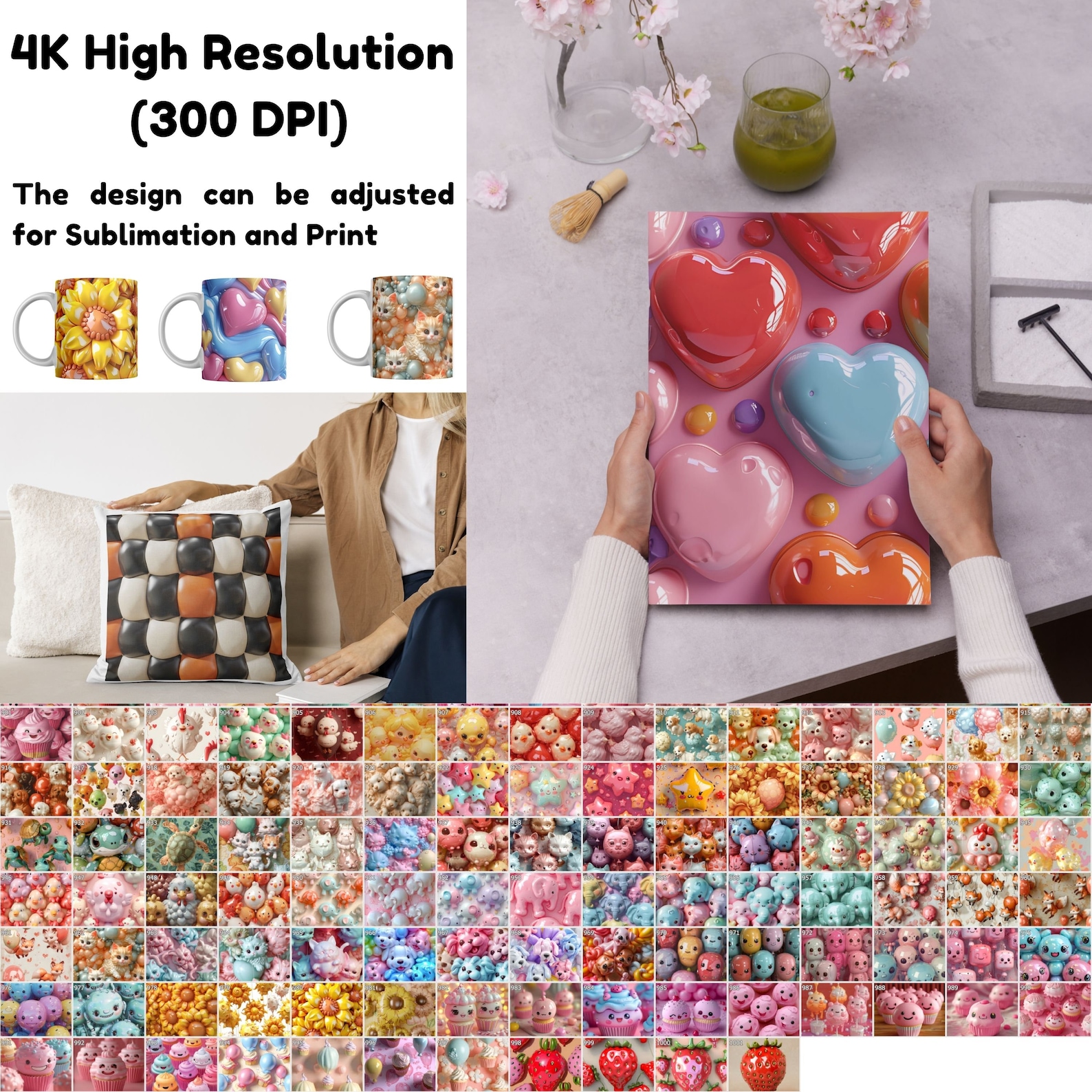 1,001 3D & Inflated 3D Sublimation Designs, Seamless Pattern, Tumbler ...
