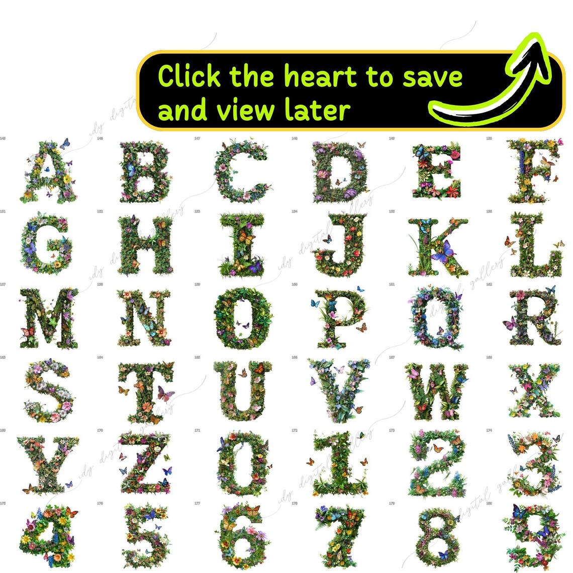 252 Butterfly & Floral Alphabet Bundle, Butterfly Alphabet, Flower ...