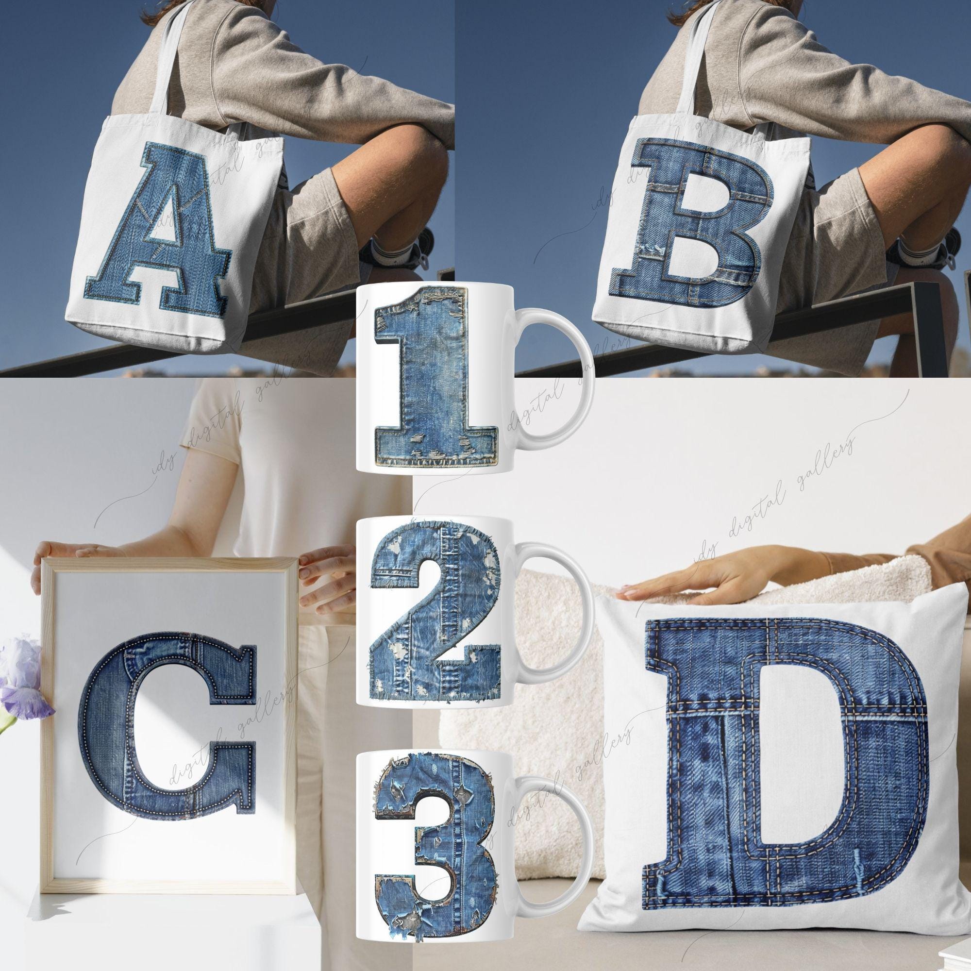144 Denim Alphabet & Numbers Bundle, Denim Letters, Patchwork Letters ...