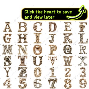 216 Skull Alphabet Bundle, Skull Letters, Floral Skull Clipart, Letter ...