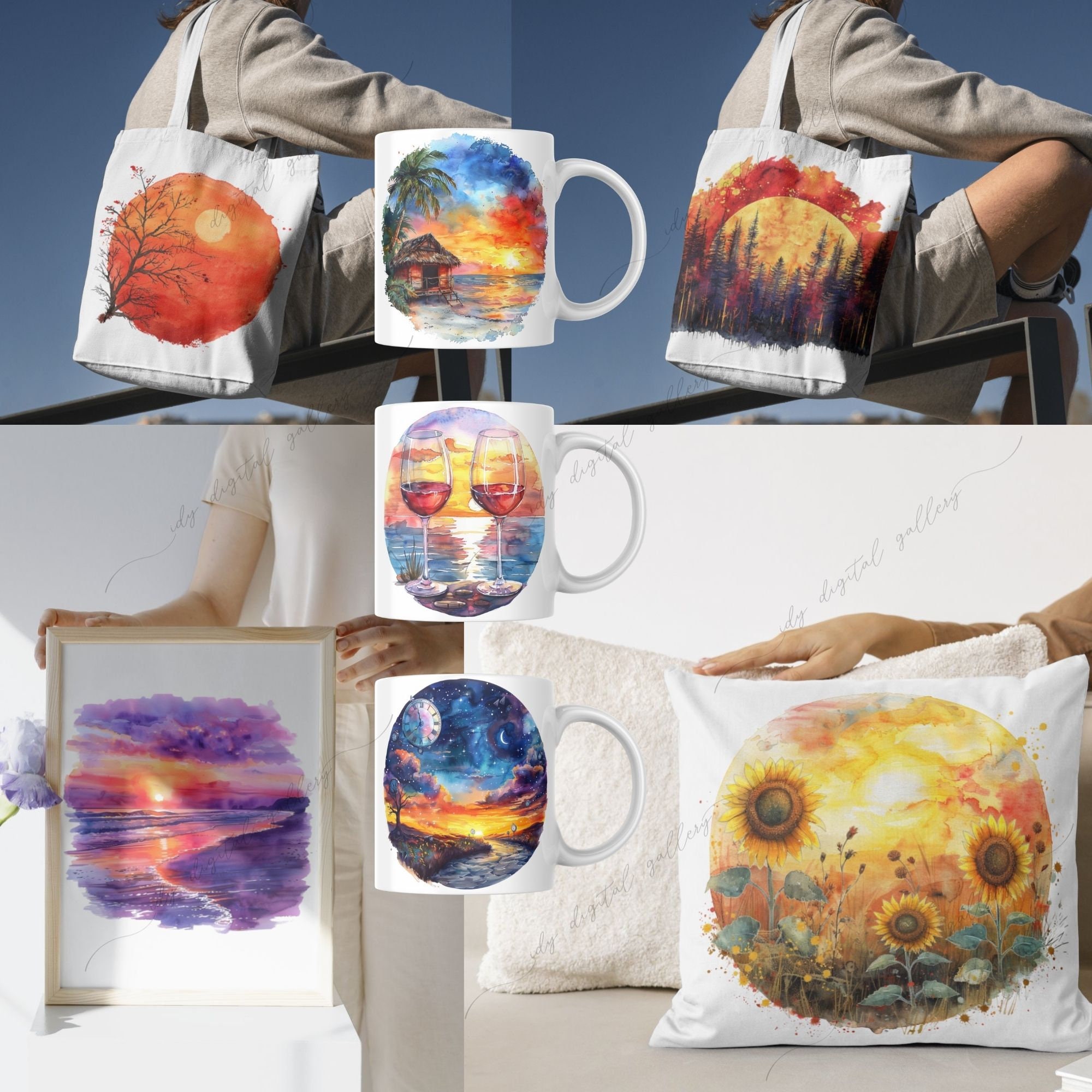 261 Sunset Clipart Bundle, Sunset Png, Sunset Watercolor, Beach Clipart ...