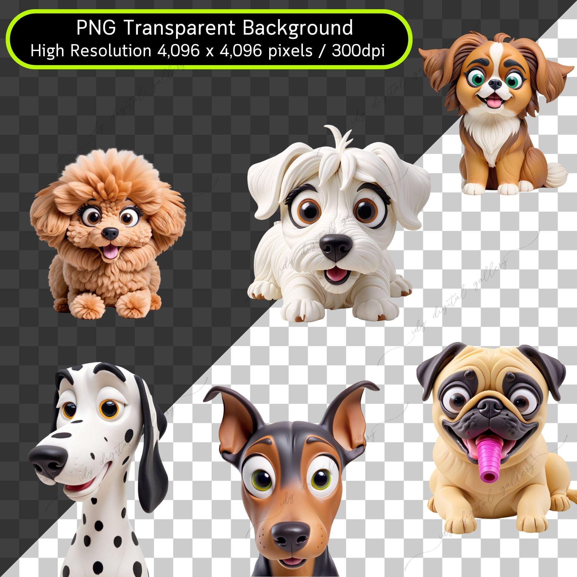 533 Playful Dog Clipart Bundle, Cute Dog PNG, Funny Dog Clipart, 3d ...