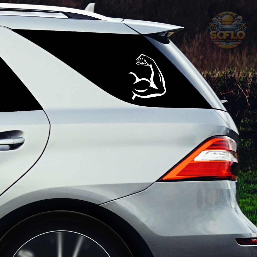 Muscle Flex Car Decal Gym Car Decal Fitness Workout Decal Motivational ...