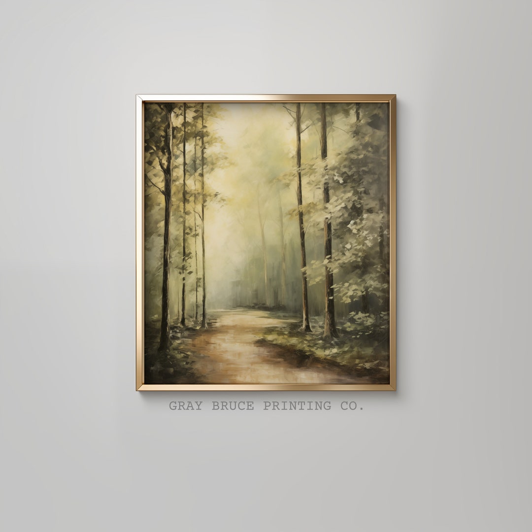 Printable Forest Path Impasto Oil Painting, Vintage Cottage, Nature ...