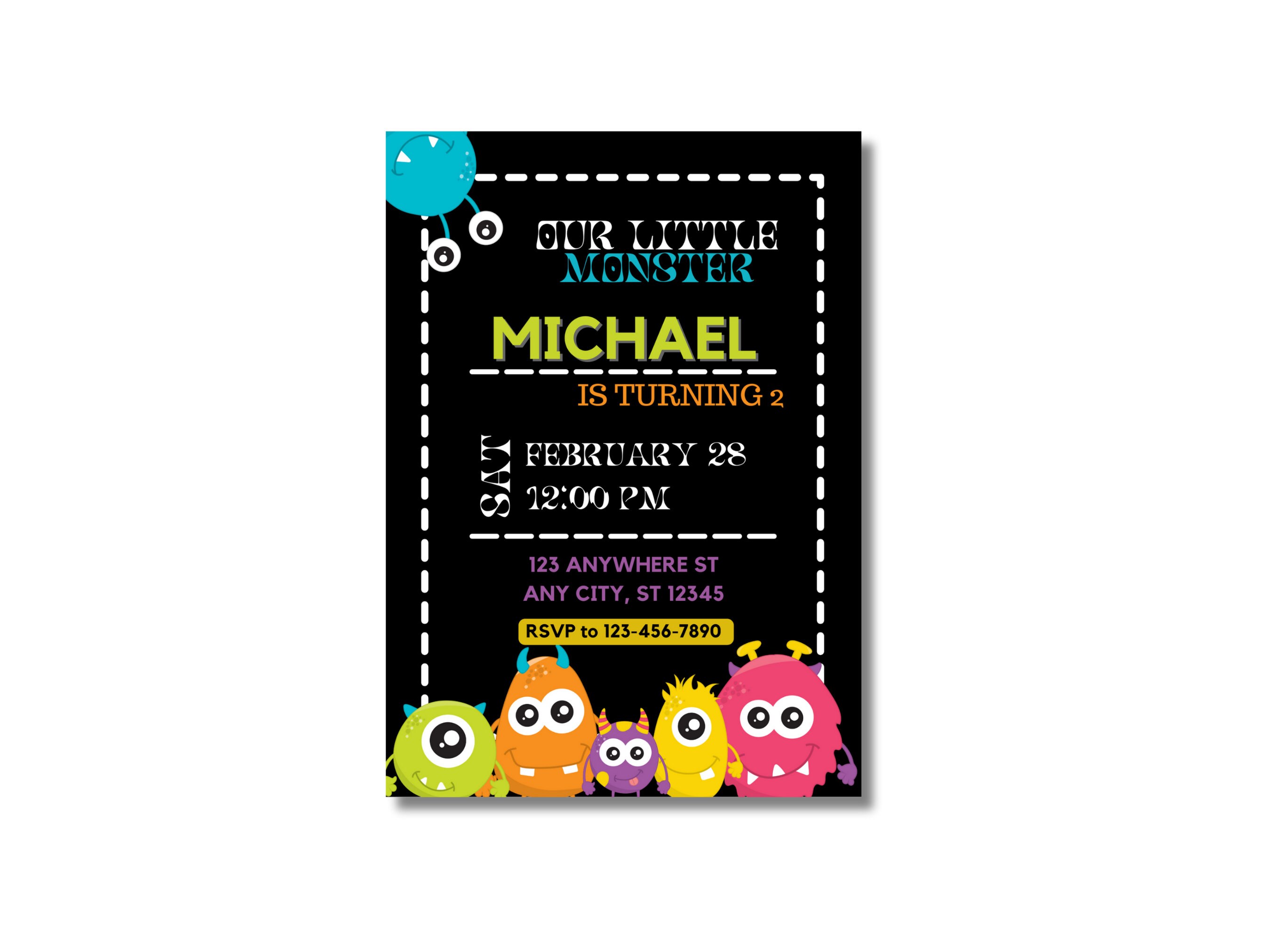 Monster Birthday Party, Editable Monster Invitation, Cute Monster ...