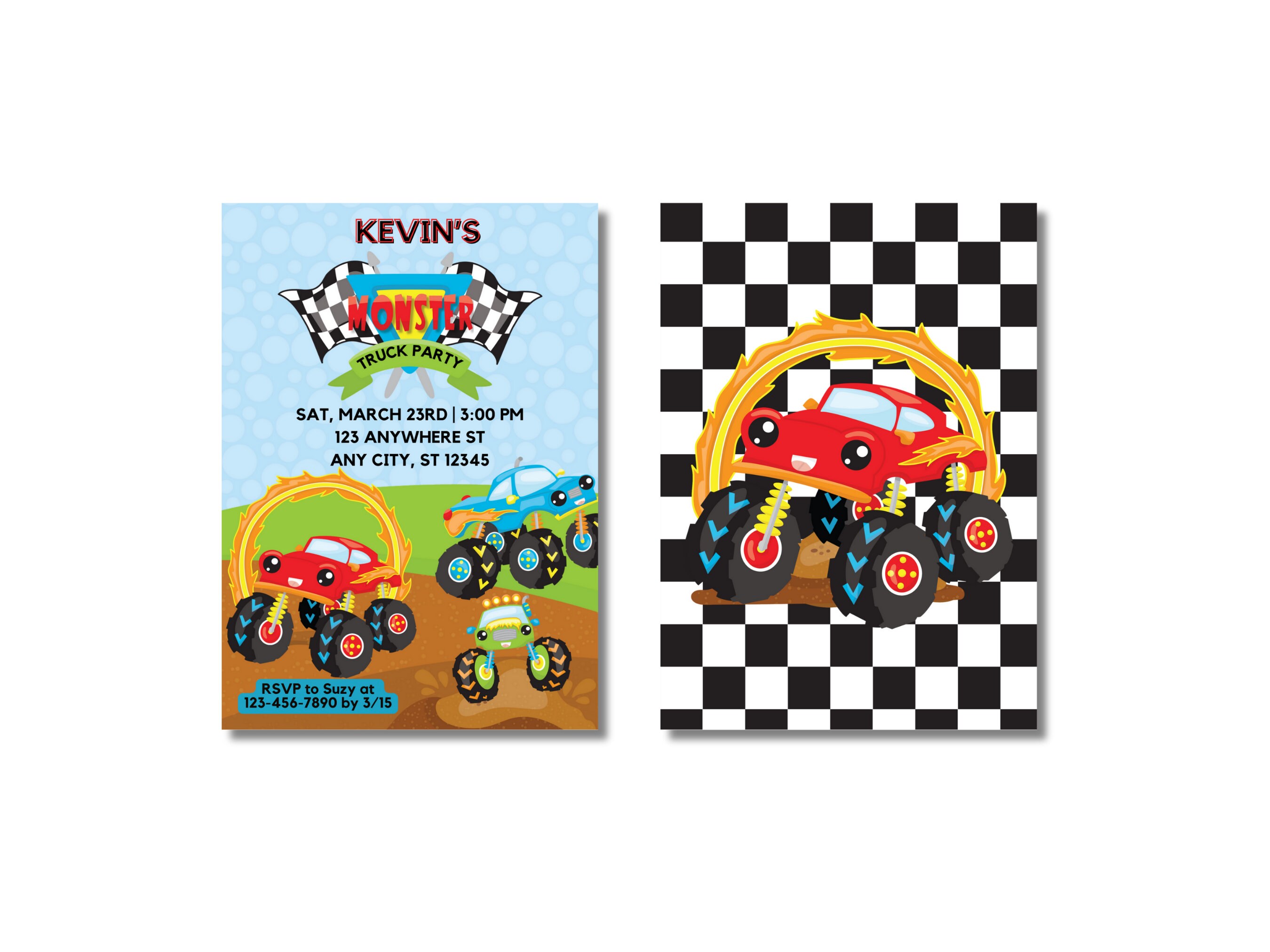 Monster Truck Party, Editable Monster Truck Invitation, Monster Truck ...