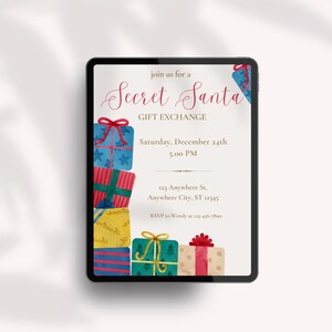 Secret Santa Gift Exchange Holiday Party Invitation, Secret Santa ...