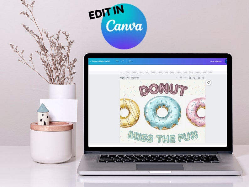 Donut Miss the Fun Birthday Party, Editable Donut Invitation, Sprinkle ...