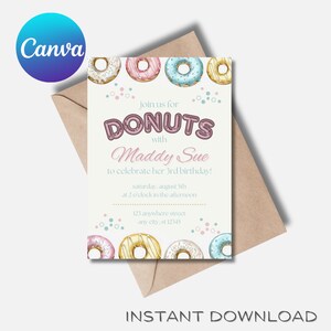 Join Us for Donuts Birthday Party, Editable Donut Invitation, Sprinkle ...
