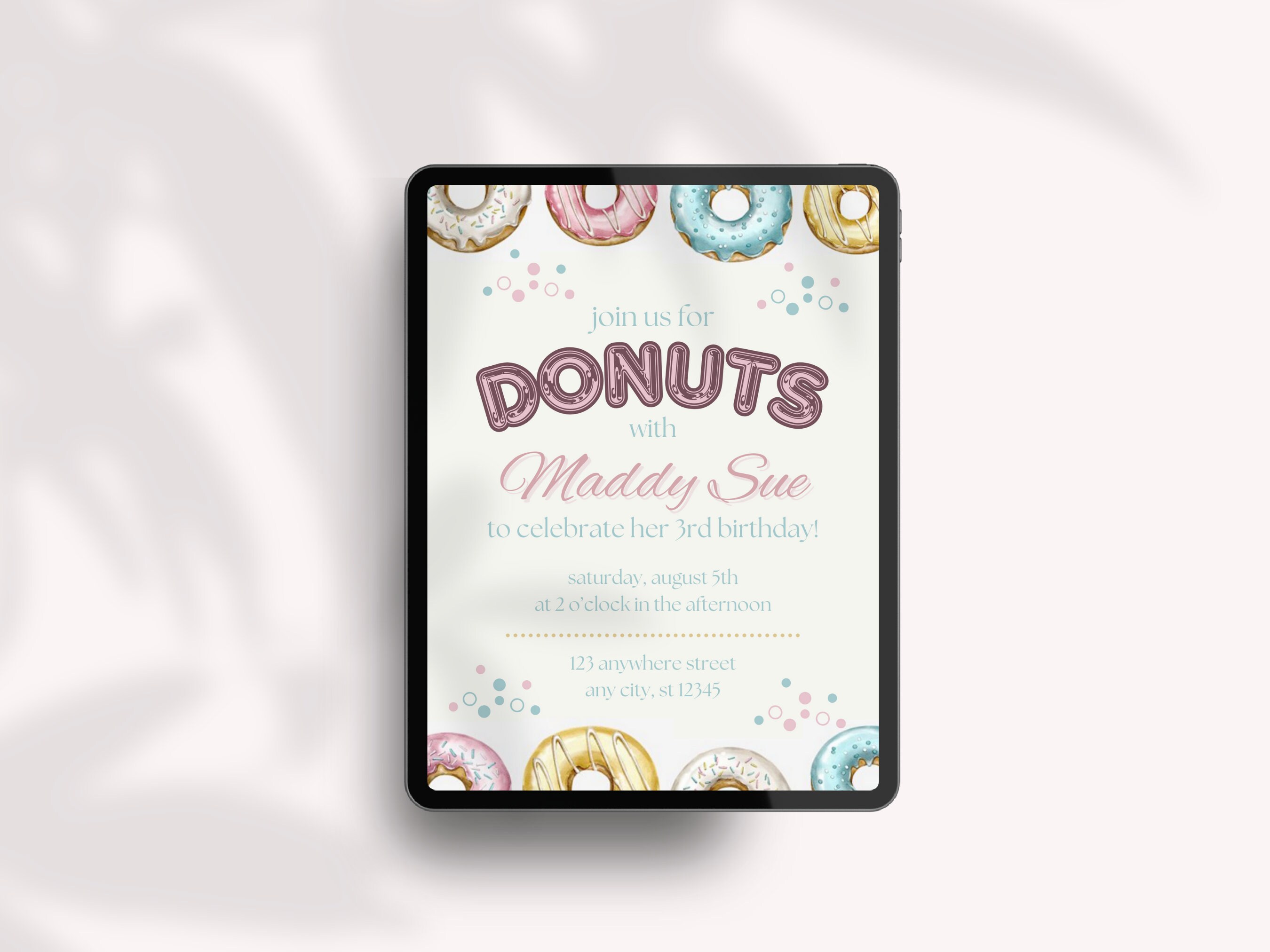 Join Us for Donuts Birthday Party, Editable Donut Invitation, Sprinkle ...