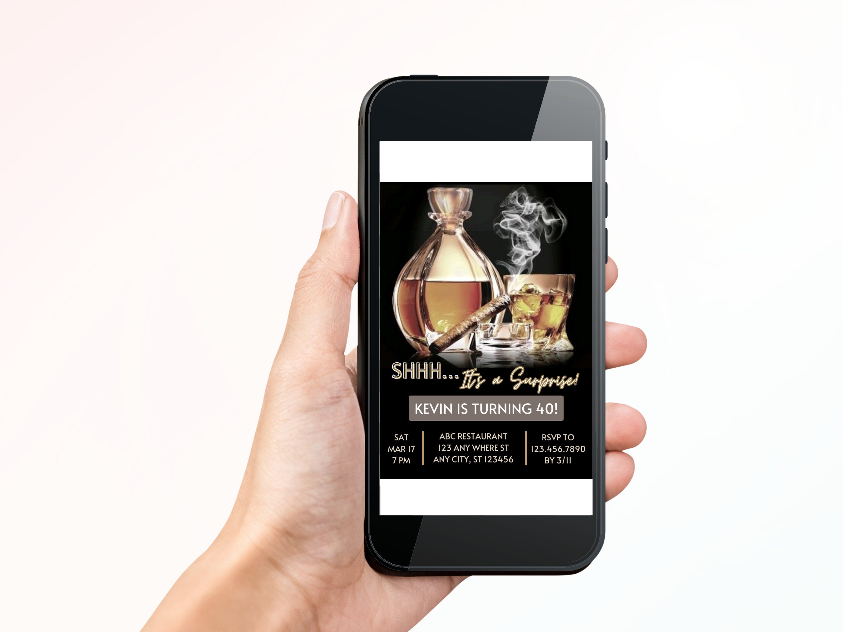 Shhh, Its a Surprise Cigar Birthday Party, Editable Cigar Birthday ...