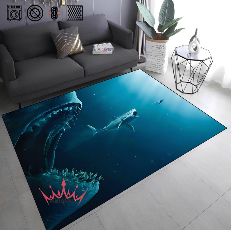 Shark Rug, Shark, Shark Design Rug, Shark Themed Pattern, Ocean Design ...