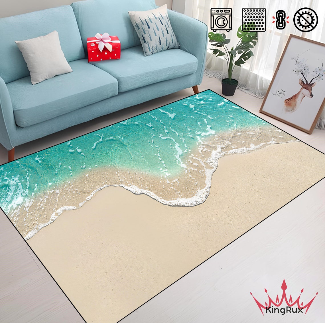 Beach Rug, Summer Rug, Beach Carpet, Beach Design Rug, Sandy Seashore ...